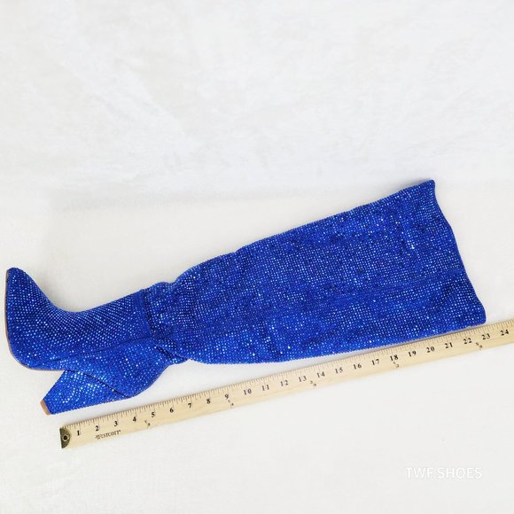 Mata Shoes | Shoes | Vegas Blue Rhinestone Over The Knee Thigh Boots ...